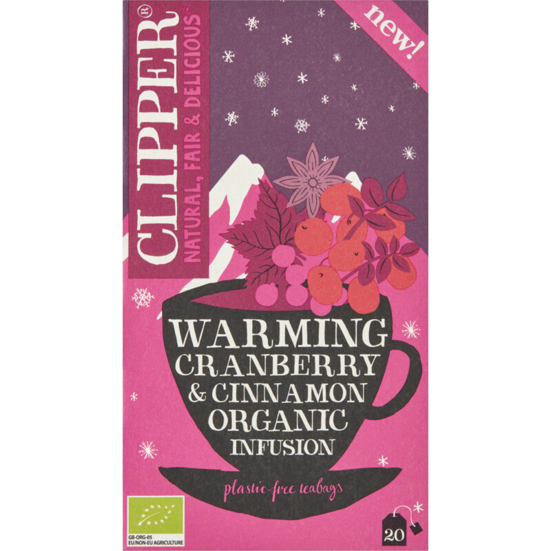 Clipper Warming cranberry & cinnamon organic bestellen | Albert Heijn