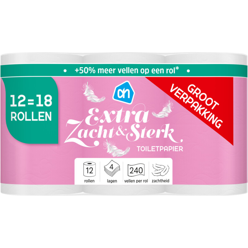 AH Toiletpapier 4-laags 12=18 rollen bestellen | Albert Heijn