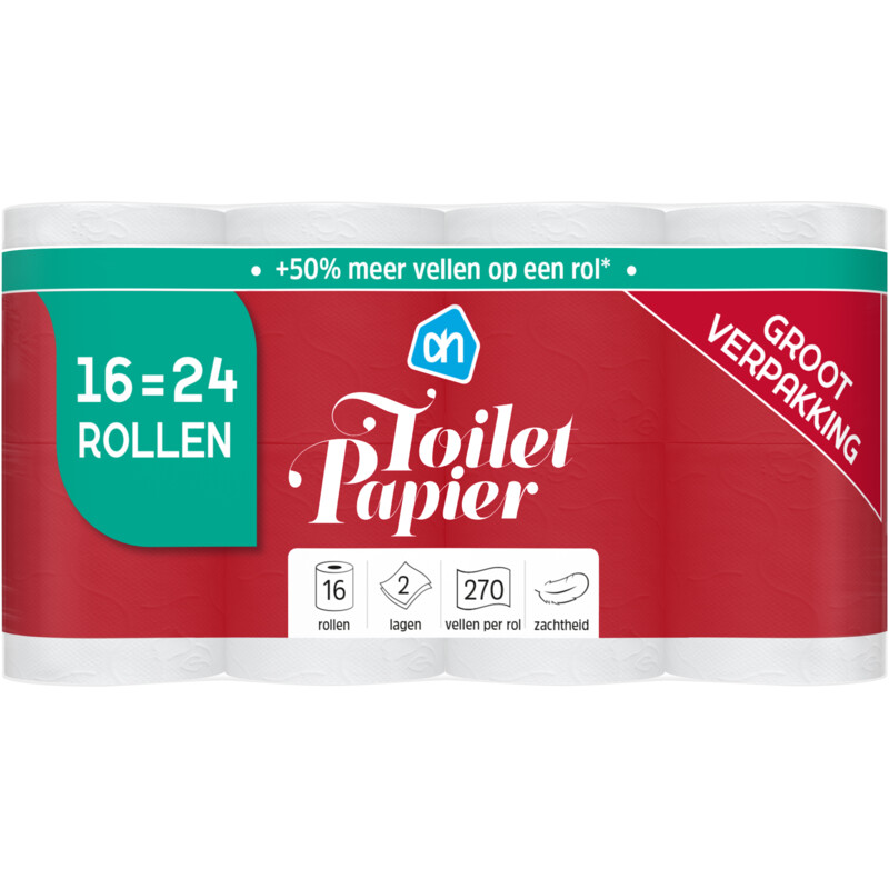 AH Toiletpapier 2-laags 16=24 rollen bestellen | Albert Heijn