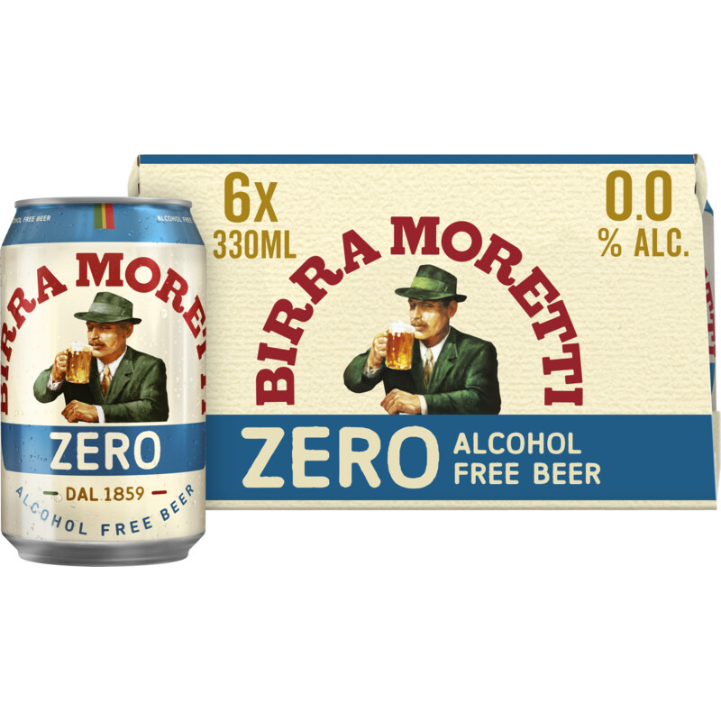 Birra Moretti Zero alcoholvrij bier 6-pack reserveren | Albert Heijn