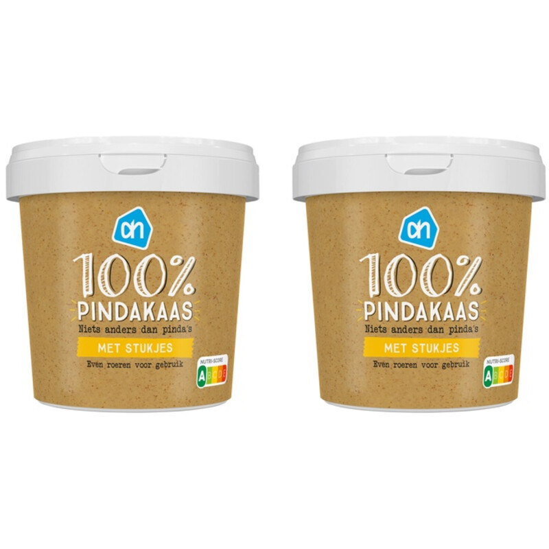 AH Terra Plantaardig pindakaas met stukjes 2-pack bestellen | Albert Heijn