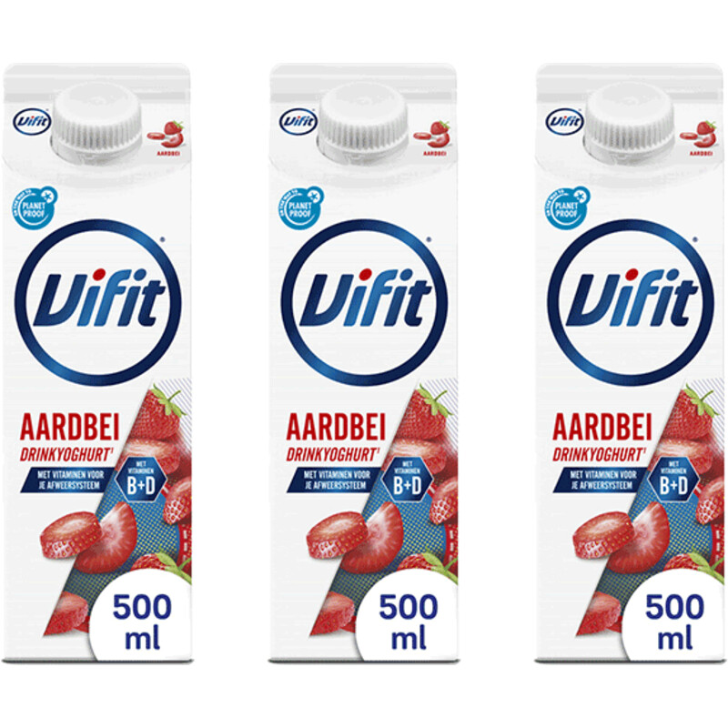 Vifit Drinkyoghurt aardbei 500ml 3-pack bestellen | Albert Heijn
