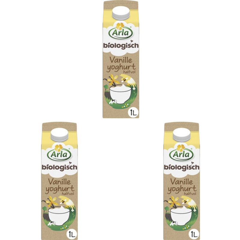 Arla Bio vanille yoghurt halfvol 3-pack bestellen | Albert Heijn