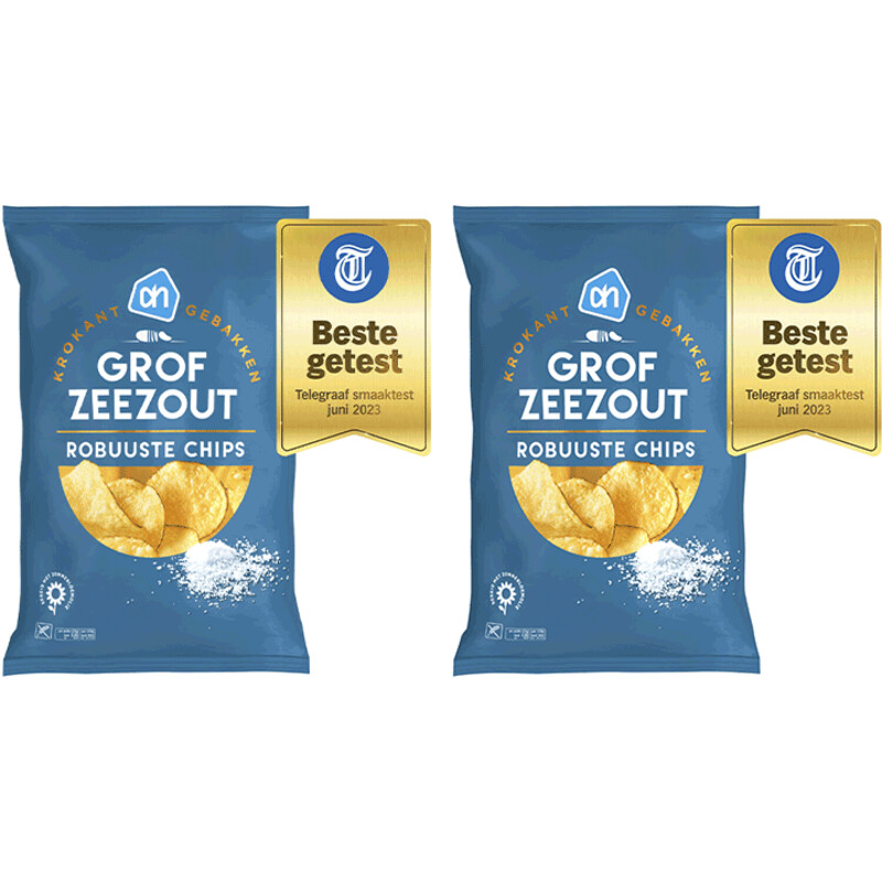 AH Robuuste chips grof zeezout 2-pack bestellen | Albert Heijn