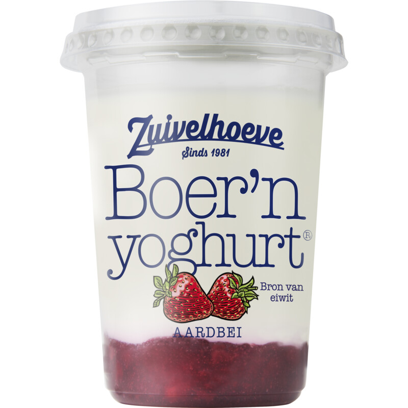 Zuivelhoeve Boer' Yoghurt® Aardbei 450gr beker bestellen | Albert Heijn