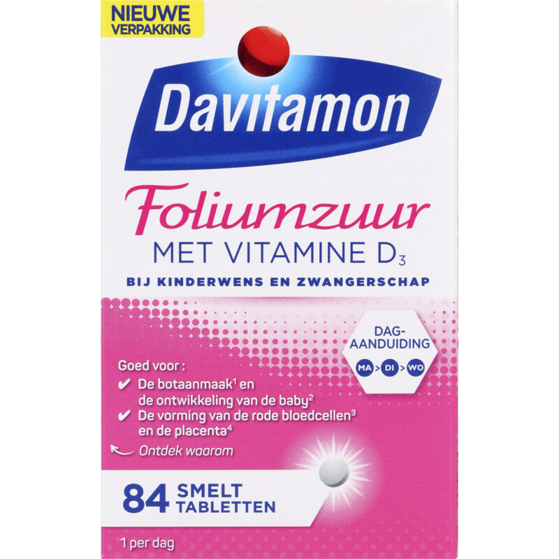 Davitamon Foliumzuur met vitamine D smelttablet bestellen | Albert Heijn