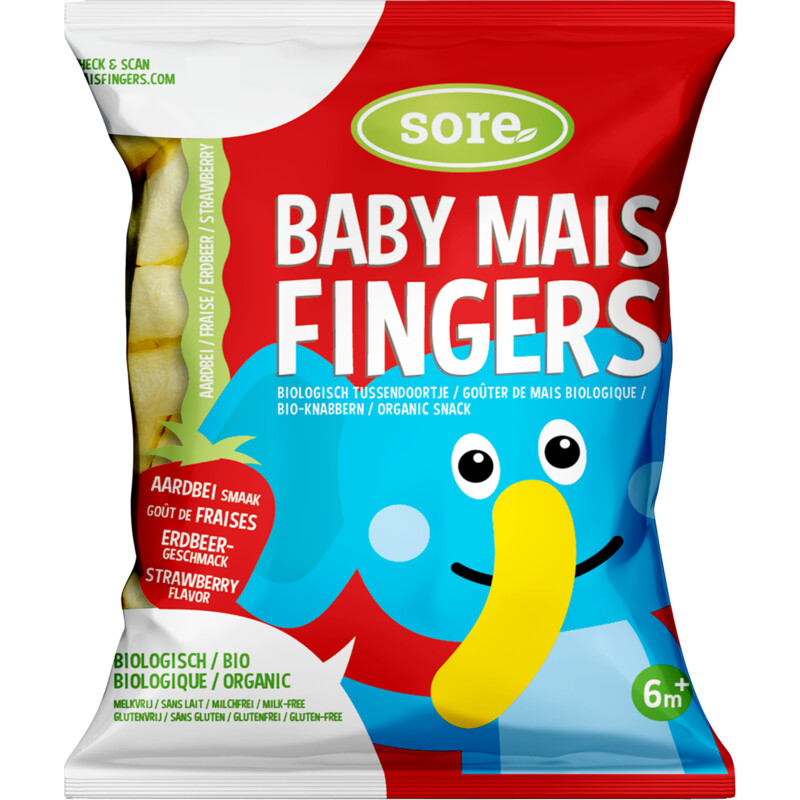 Sore Baby maisfingers aardbei 6m+ bestellen | Albert Heijn