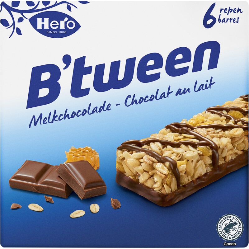 Hero B'tween mueslireep melkchocolade bestellen | ah.nl