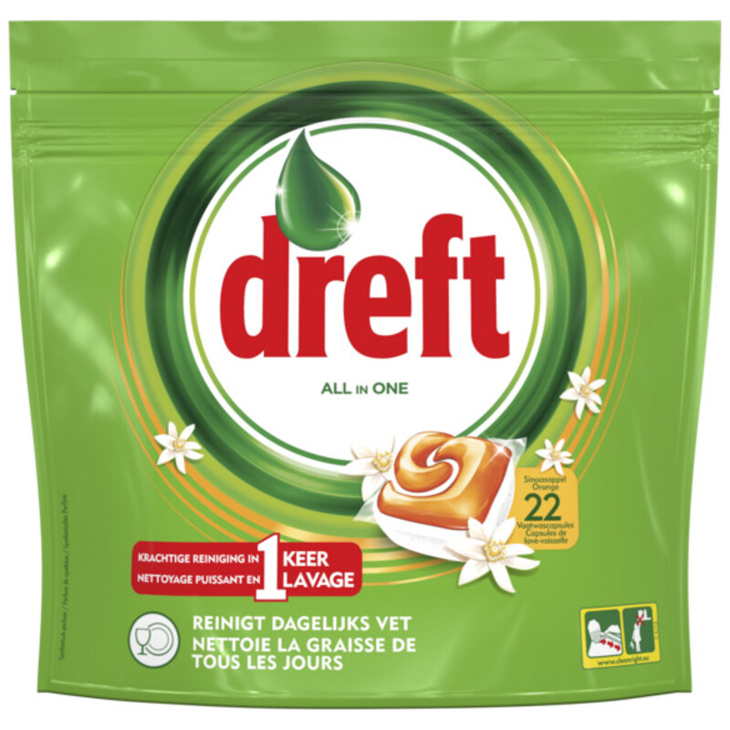 Dreft All in one orange 22st bestellen | Albert Heijn