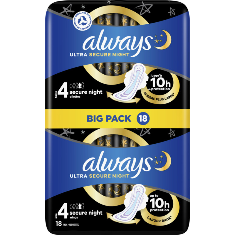 Always Ultra secure night wings maandverband bestellen | Albert Heijn