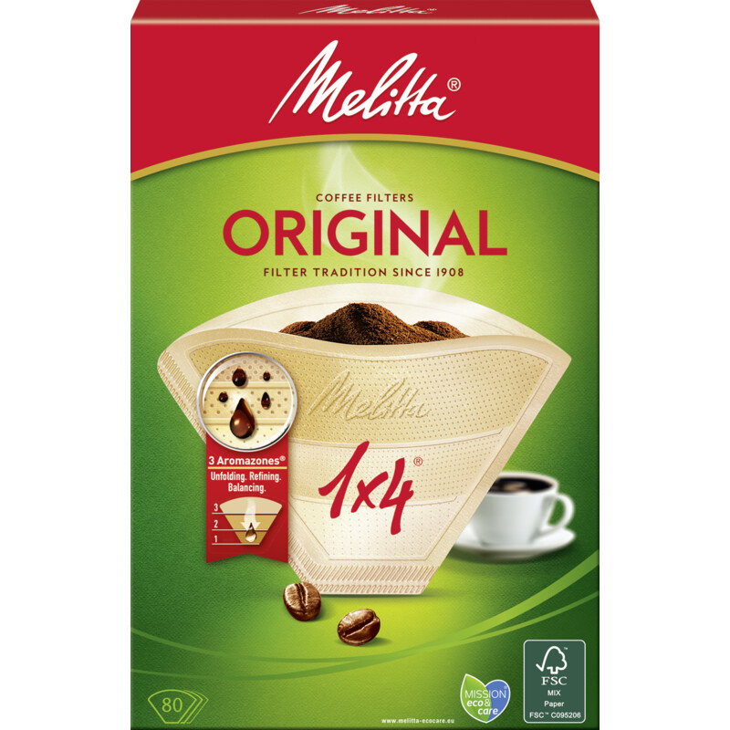 Melitta Original koffiefilters 1x4 bruin bestellen | Albert Heijn