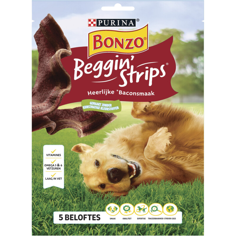 Bonzo Beggin' strips baconsmaak hondensnack bestellen | Albert Heijn