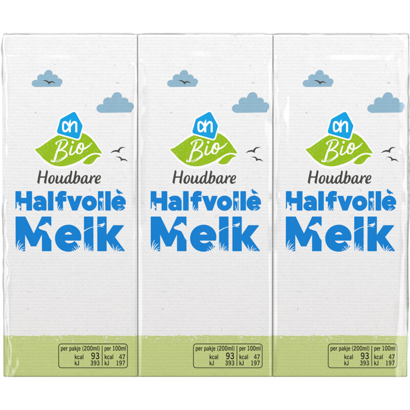 AH Biologisch Houdbare halfvolle melk 3-pack bestellen | ah.nl