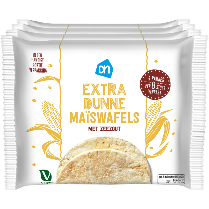 AH Extra dunne maïswafels met zeezout 4pack bestellen | Albert Heijn