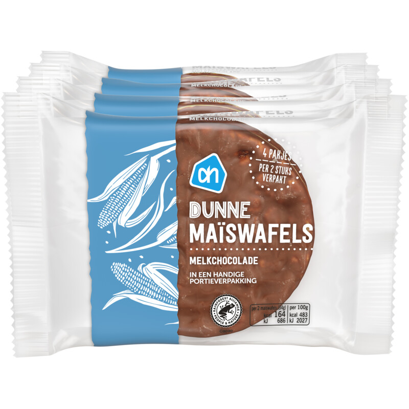 AH Dunne maïswafels melkchocolade 4-pack bestellen | Albert Heijn