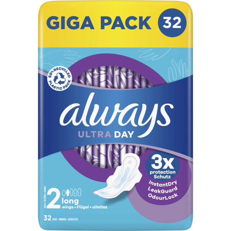 Always Ultra day long wings maandverband giga reserveren | Albert Heijn