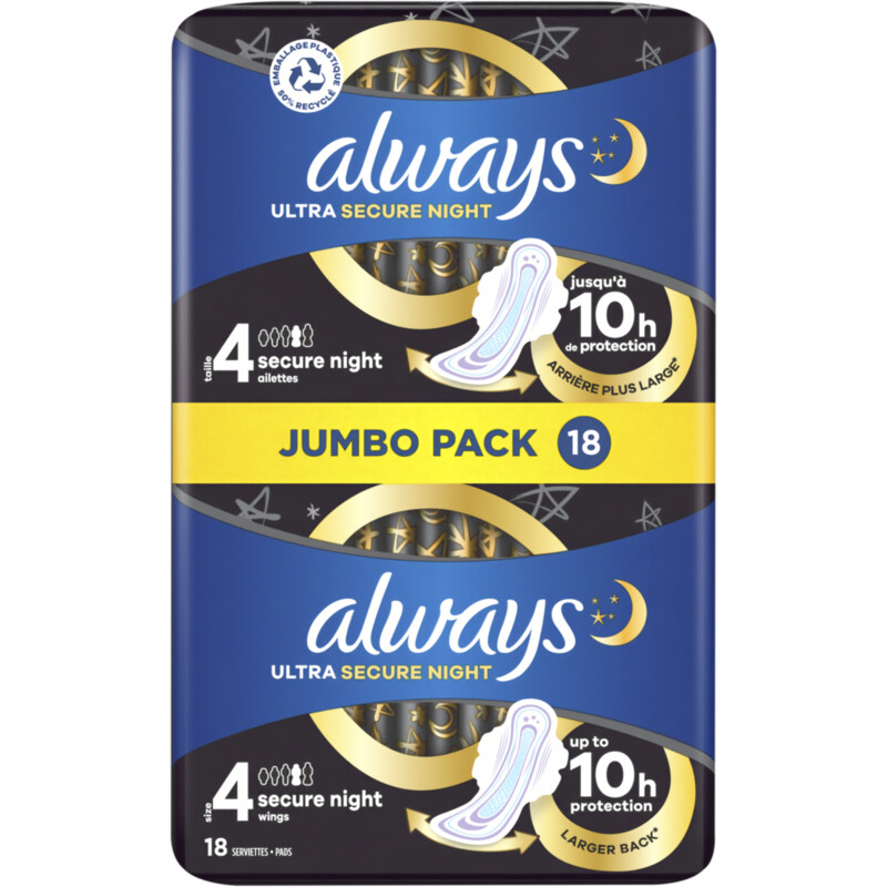 Always Ultra secure night wings maandverband bestellen | Albert Heijn