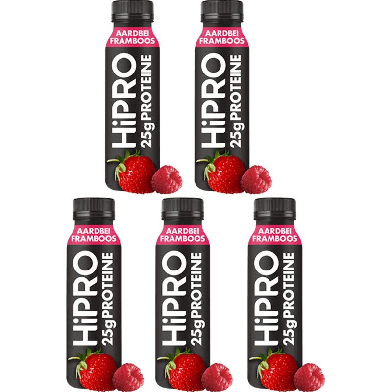 HiPRO Protein drink framboos aardbei 5-pack bestellen | Albert Heijn