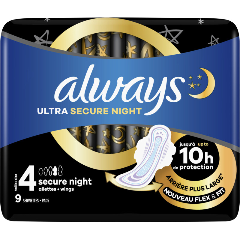 Always Ultra secure night wings maandverband bestellen | Albert Heijn