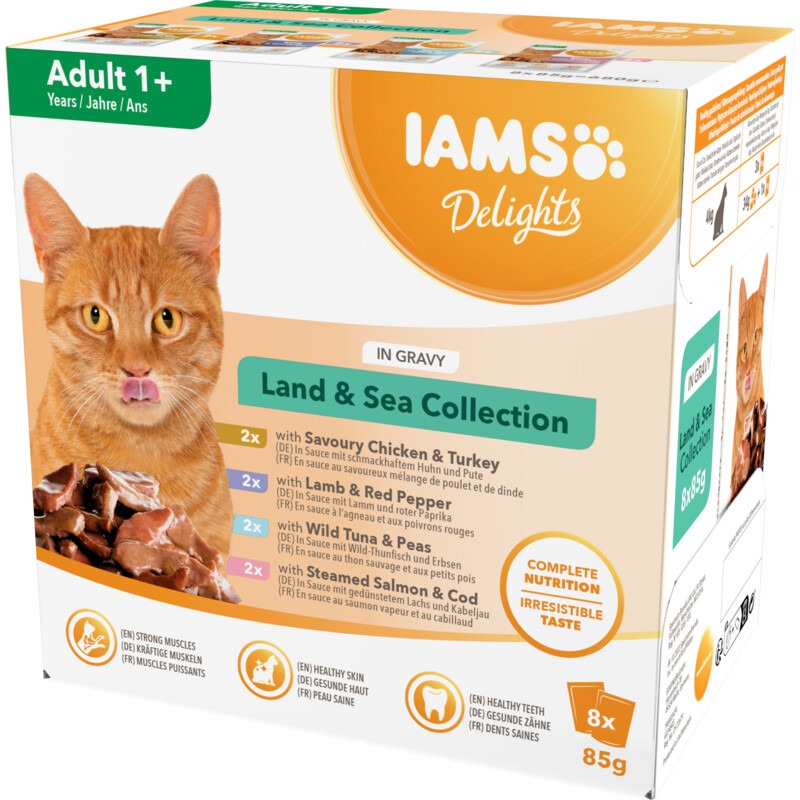 IAMS Delights adult 1+ land & sea collection bestellen | Albert Heijn