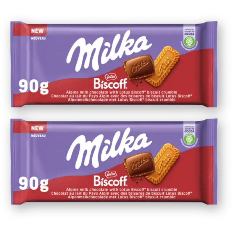 Milka Chocoladereep lotus biscoff 2-pack bestellen | Albert Heijn