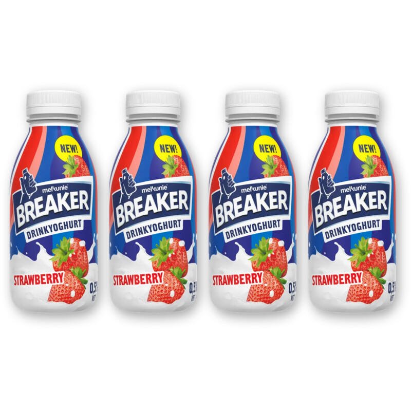 Melkunie Breaker drinkyoghurt strawberry 4-pack bestellen | Albert Heijn