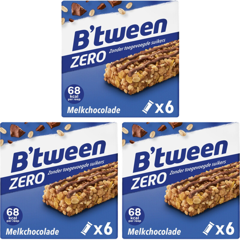 Hero B'tween mueslireep zero melkchoc 3-pack bestellen | Albert Heijn