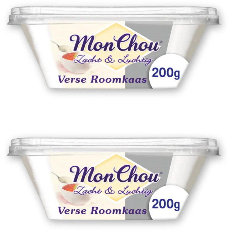 MonChou Zacht & luchtig verse roomkaas 2-pack bestellen | Albert Heijn