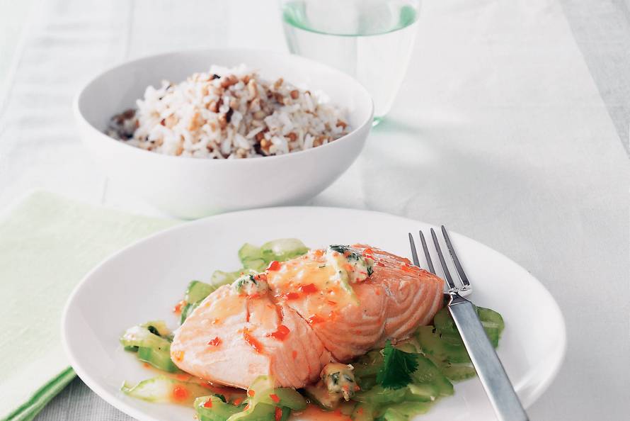 Gestoomde zalmfilet met komkommer recept - Allerhande | Albert Heijn