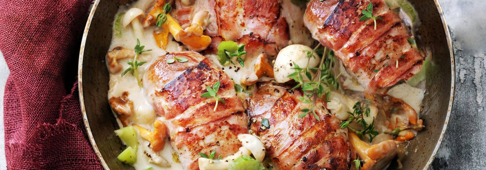 Fazantfilet met spek en paddenstoelen. recept - Allerhande | Albert ...