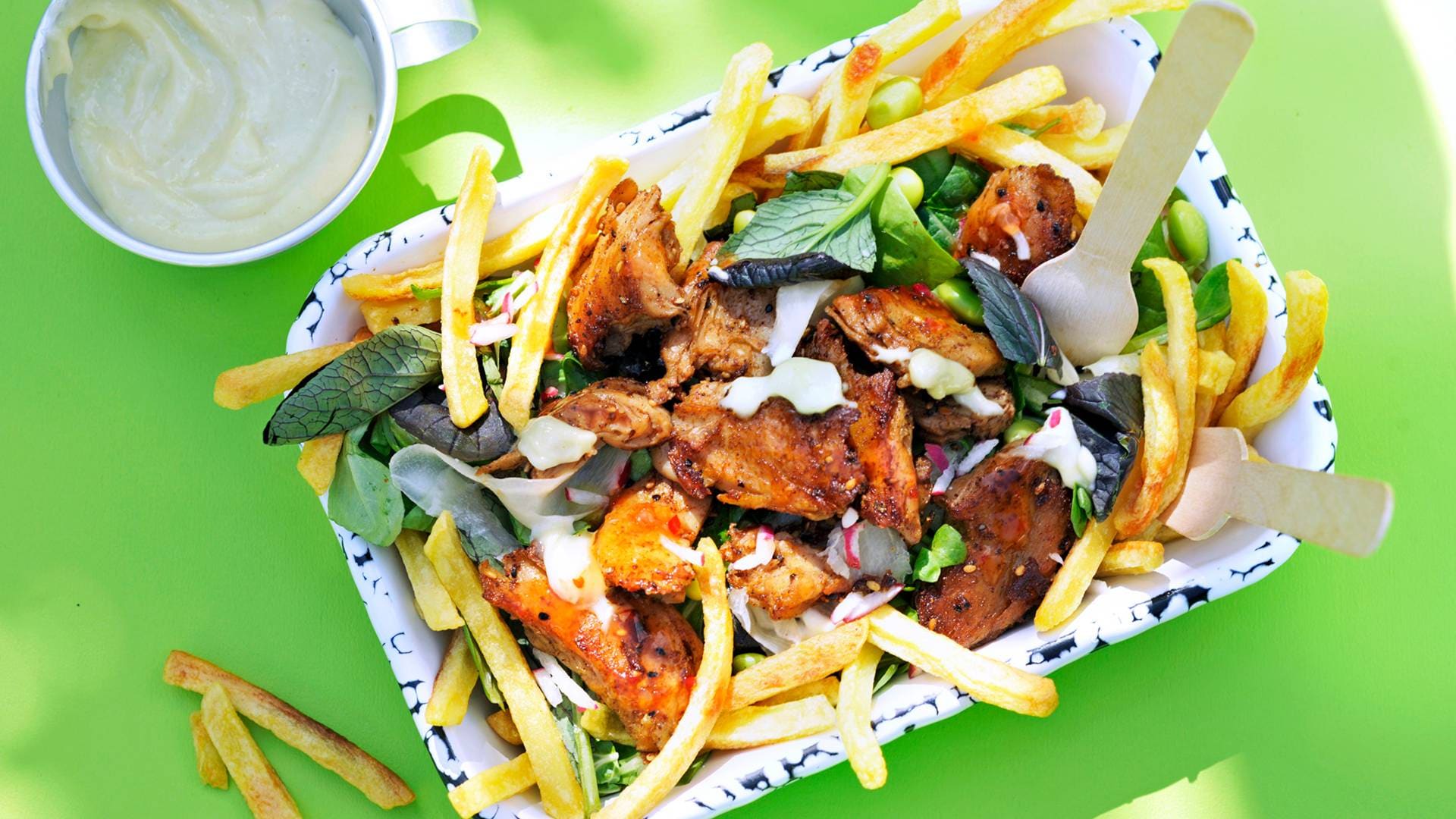 Vegan loaded fries Japanse stijl recept - Allerhande | Albert Heijn