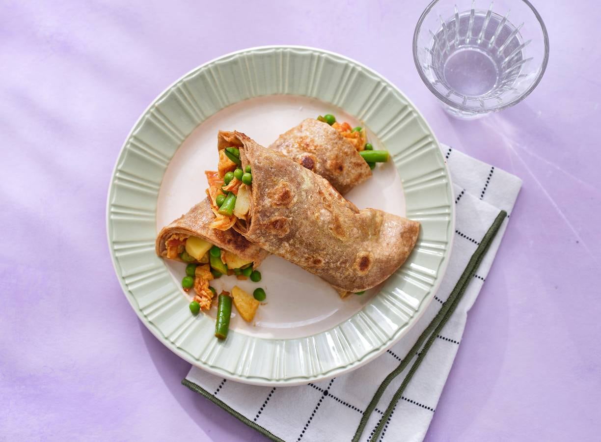 Wraps met aardappel-kerriestoof recept - Allerhande | Albert Heijn