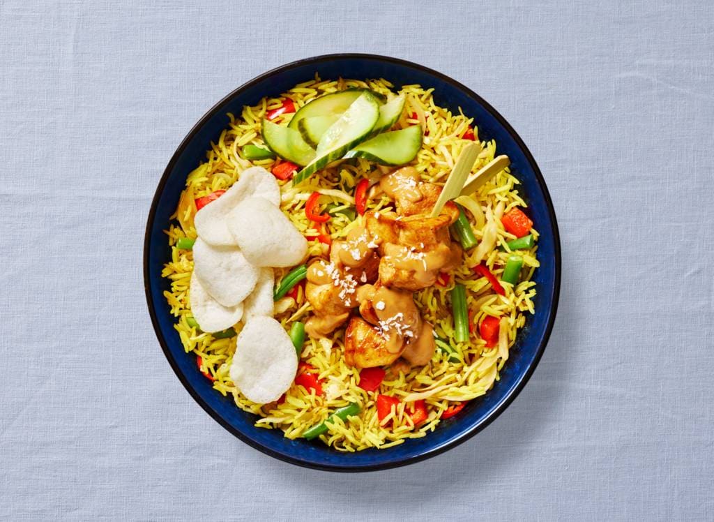 AH verspakket gebakken gele rijst met saté recept - Allerhande | Albert ...