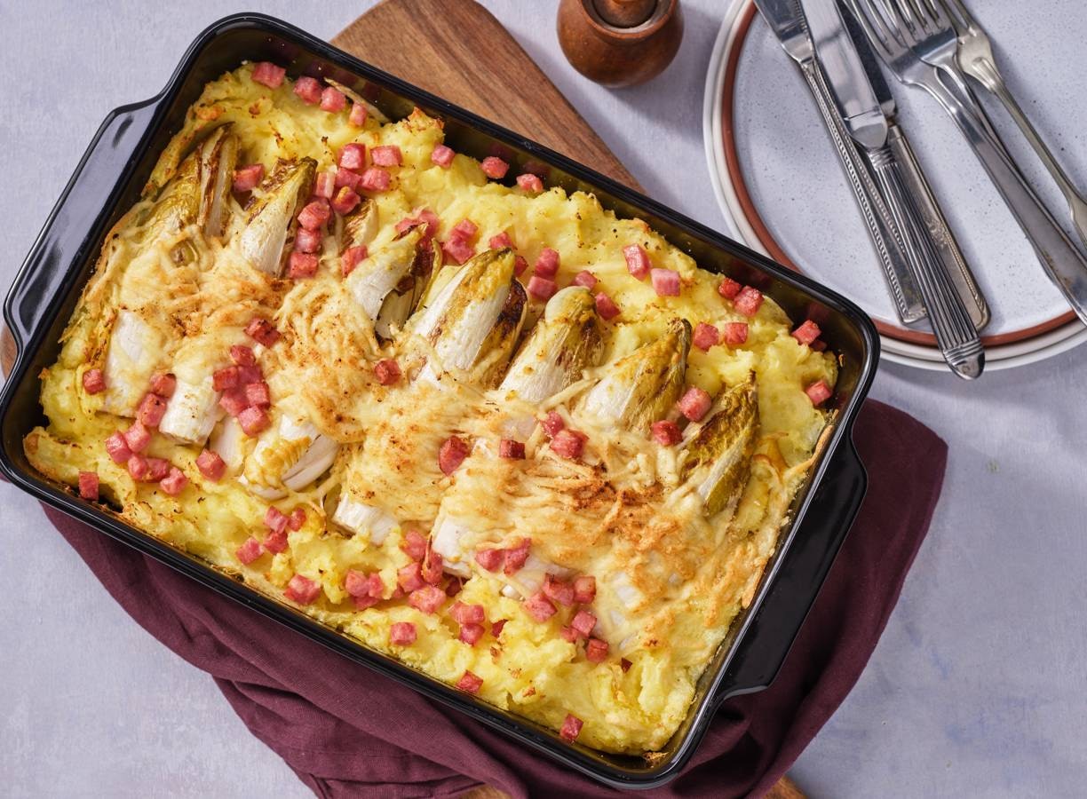 Witlof uit de oven met ham en aardappelpuree recept - Allerhande ...