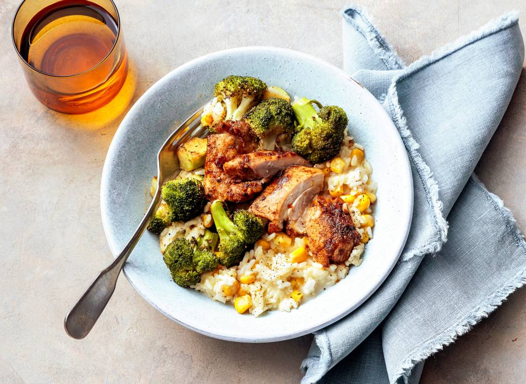 Romige rijst met gebraden kip en broccoli van London Loy recept ...